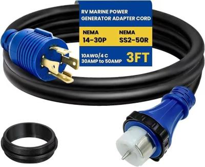 China RV Marine Power Generator Adapter Cord Nema 14-30P Nema SS2-50R 10AWG/4C for sale