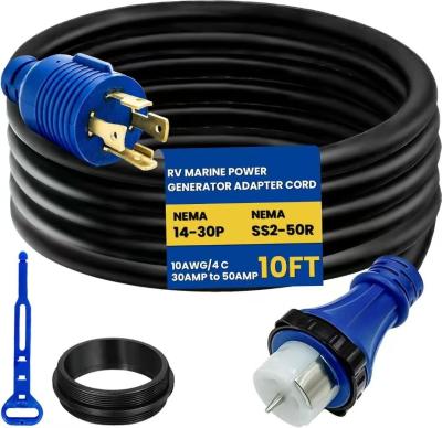 China RV Marine Power Generator Adapter Cord Nema 14-30P Nema SS2-50R 10AWG/4C for sale