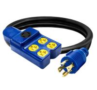China 5 in 1 Generator Adapter Extension Cord NEMA L14-30P to Four 5-20R / 5-15R & L14-30R 30A 250V RV Power Adapter for sale