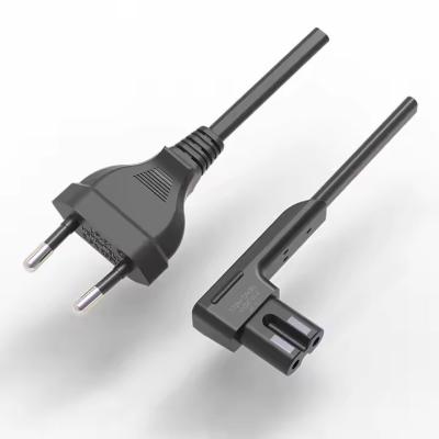 China CE ENEC AC European 2 Prong Angle C7  Electric Power Plug 2.5A 250V 2 Pin Eu Power Cord for sale