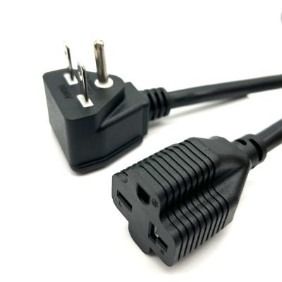 China Male Female US Extension Cable , 14AWG/3C USA Power Cord with NEMA 6-15P Plug to NEMA 6-15R for sale