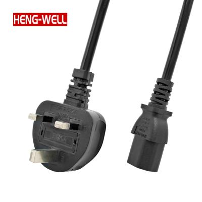 China BSI ASTA IEC C13 Connector UK Plug Cable 25m Computer Power Cable with 3 Pin Power Cord Rubber Male End 250V 10A 13A Plug Cable for sale