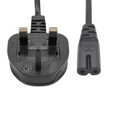 China UK Power Cords BS Customized 2 Pin Power Cord 3A Power Supply Cord 250V Copper IEC C7 Plug Angled for Home Hotel Restaurant Use for sale