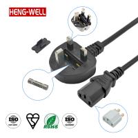 China UK Power Cord Supply 3 Pin Pure Copper Fuse Plug Cable C13 Extension Power Cords 3ft 5ft 6ft 10ft Home Appliance for sale
