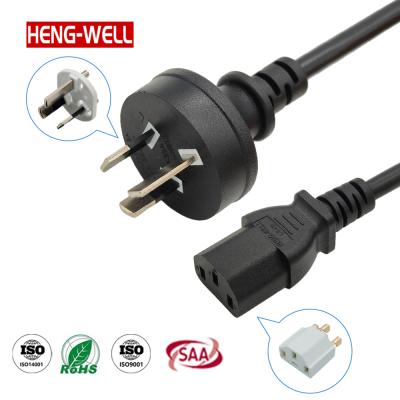 China Australia SAA Certified 3 Pin Power Cord Plug Cable C13 10A 7.5A 250V IEC Female End for Consumer Electronics Power Supply for sale