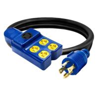 China USA Power Cord 5 in 1 Generator Adapter Extension Cord NEMA L14-30P to Four 5-20R / 5-15R & L14-30R RV Marine Power Adapter for sale