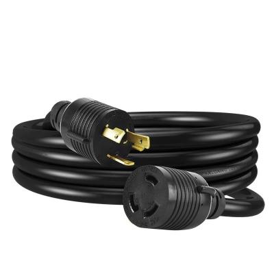 China 3/10/25/50FT Generator Extension Cord | L6-30P/L6-30R Twist Lock SJTW Heavy Duty Cable for sale