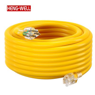 China American Standard Heavy-Duty Waterproof NEMA 5-15P to 5-15R Lighted End Outdoor Extension Cord SJTW Wire for Garden Jobsite Use for sale