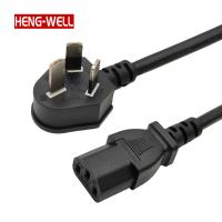 China HENG-WELL 3 Pin Computer Power Cord CCC Certified IEC320 C13 PVC Jacket Right Angle Extension Plug Cable for sale