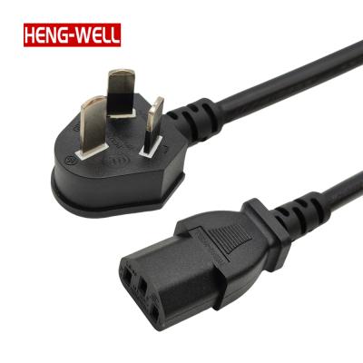 China HENG-WELL 3 Pin Computer Power Cord CCC Certified IEC320 C13 PVC Jacket Right Angle Extension Plug Cable for sale