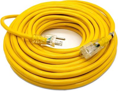 China 12/3 50ft Lighted Retractable Extension Cord NEMA 5-15P 5-15R Outdoor Heavy Duty IP65 Waterproof 15A 125V SJTW 100% Copper PVC for sale