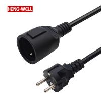 China HENG-WELL CEE7/7 Plug European Waterproof Power Extension Cord Schuko Plug With Rubber Cable Leads Europe CE Approval for sale