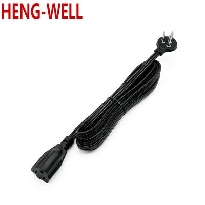 China 3 Pin AC Ground Earthing Power Cable 10A US Flat Plug NEMA 5-15P to 5-15R Extension Cord for sale