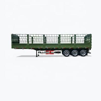 China 40ft 3 Axles Platform Rail Side Semi Trailer with EBS Brake System for Cargo Delivery for sale