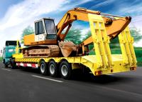 China 60 Ton Fixed Low Deck Gooseneck Trailer / Low Flatbed Semi Trailer 3 Axles for sale