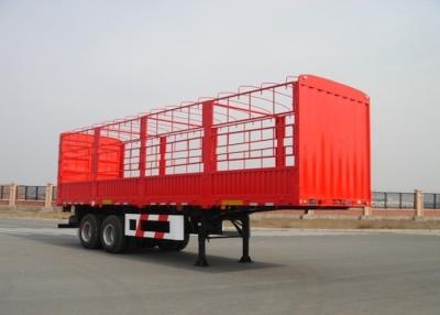 China 30ft Carbon Steel Stake Drop Side Trailer 2 Axles With Side Wall And Cargo Fence for sale
