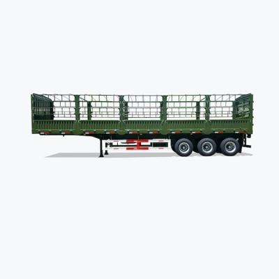 China 40FT Versatile and Reliable Drop Side Rail Wall Flatbed Semi-Trailer with 2 Layers of Fence Wall for Light-Puffy Cargotransportation for sale