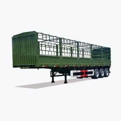 China 2 Layers of Fence Wall 40FT Versatile and Reliable Drop Side Rail Wall Flatbed Semi-Trailer with Fuwa Axle 13t and Mechinical Suspension for sale