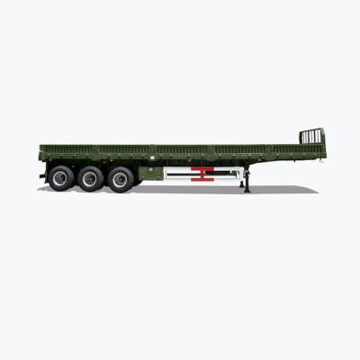 China 3 Axles 40ft Flatbed Semi Trailer Drop Side Rail Wall for sale
