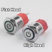 China 10A 16MM Stainless Steel Push Button Switch with LED Power Indicator Latching Momentary 1NO 4pin Flat/High Head IP65 for 220V for sale