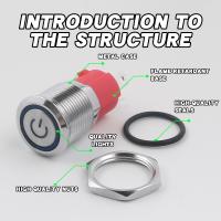 China 10A 16MM Stainless Steel Push Button Switch with LED Power Indicator Latching Momentary 1NO 4pin Flat/High Head IP65 for 220V for sale
