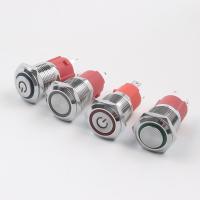 China 10A 16MM Stainless Steel Push Button Switch with LED Power Indicator Latching Momentary 1NO 4pin Flat/High Head IP65 for 220V for sale