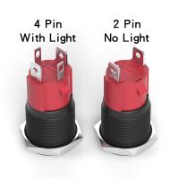 China 16MM Black Aluminum IP65 Ring Illuminated Button Switch 10A High Current 1NO Momentary Latching LED 4-Pin 220V Power for sale