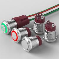 China 16mm Metal Illuminated Power Switch 15A High-Current Self-Locking Momentary Flat Head 1NO (Short Type) with Max. 220v Voltage for sale