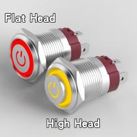 China 16mm Metal Illuminated Power Switch 15A High-Current Self-Locking Momentary Flat Head 1NO (Short Type) with Max. 220v Voltage for sale