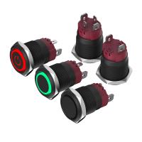 China 15A High Current Self-Locking LED Momentary Industrial Control Power Switch 16MM Alumina Push Button 1NO Waterproof IP65 Max for sale