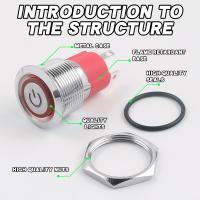 China 19mm Metal Push Button Switch 10A High Current Latching Momentary LED 1NO 4Pins Flat Head High Head Switch IP65 Max Voltage 220V for sale