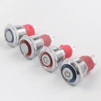 China 19mm Metal Push Button Switch 10A High Current Latching Momentary LED 1NO 4Pins Flat Head High Head Switch IP65 Max Voltage 220V for sale