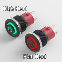 China 10A High Current Black Aluminum Self-Locking Push Button Switch 19mm Black Shell 4-Pin Waterproof 1NO LED Momentary Switch 220V for sale