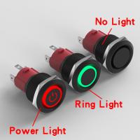 China 10A High Current Black Aluminum Self-Locking Push Button Switch 19mm Black Shell 4-Pin Waterproof 1NO LED Momentary Switch 220V for sale