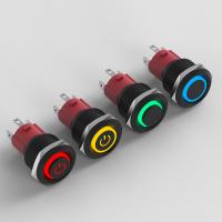 China 10A High Current Black Aluminum Self-Locking Push Button Switch 19mm Black Shell 4-Pin Waterproof 1NO LED Momentary Switch 220V for sale