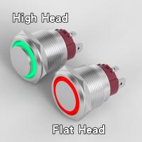 China 15A High Current Short Style IP65 Alumina Push Button Switch 19mm Self-Locking with LED 1NO 4-Pins with Wire for sale