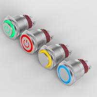 China 15A High Current Short Style IP65 Alumina Push Button Switch 19mm Self-Locking with LED 1NO 4-Pins with Wire for sale