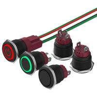 China 19mm Metal Push Button Switch 15A High Current Self-Locking 1NO Contact Alumina Black Shell IP65 LED Compact Design Control for sale