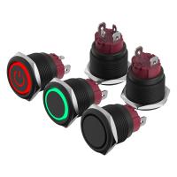 China 19mm Metal Push Button Switch 15A High Current Self-Locking 1NO Contact Alumina Black Shell IP65 LED Compact Design Control for sale