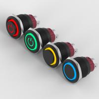 China 19mm Metal Push Button Switch 15A High Current Self-Locking 1NO Contact Alumina Black Shell IP65 LED Compact Design Control for sale