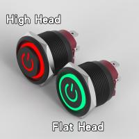 China HongYe 22mm Metal Push Button Switch 15A High Current Alumina Black Housing Self-Locking Momentary 1NO IP65 Max 220V LED Ring for sale