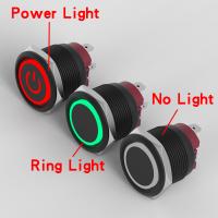 China HongYe 22mm Metal Push Button Switch 15A High Current Alumina Black Housing Self-Locking Momentary 1NO IP65 Max 220V LED Ring for sale