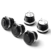 China 12mm  Ultra Short Oxidized Black Metal Push Button Switch  3-6V 12-24V LED Light Momentary Reset Waterproof for sale