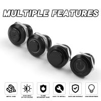 China 12mm  Ultra Short Oxidized Black Metal Push Button Switch  3-6V 12-24V LED Light Momentary Reset Waterproof for sale