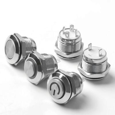 China Short-Throw Self-Reset Momentary 12mm LED  Metal Push Button Switch Waterproof IP65 for sale