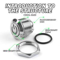 China Short-Throw Self-Reset Momentary 12mm LED  Metal Push Button Switch Waterproof IP65 for sale