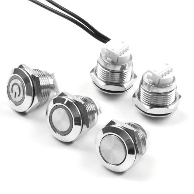 China Ultra Short 12mm Momentary LED Mini Push Button Switch Flat/High Head Waterproof Metal Design for sale