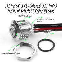 China Ultra Short 12mm Momentary LED Mini Push Button Switch Flat/High Head Waterproof Metal Design for sale