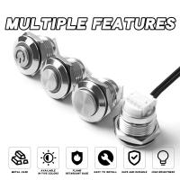 China Ultra Short 12mm Momentary LED Mini Push Button Switch Flat/High Head Waterproof Metal Design for sale