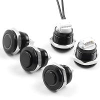 China 12mm  Oxidized Black Ultra-Short Quality Push Button Switch Factory With 3V6V12V24V Self-resetting for sale